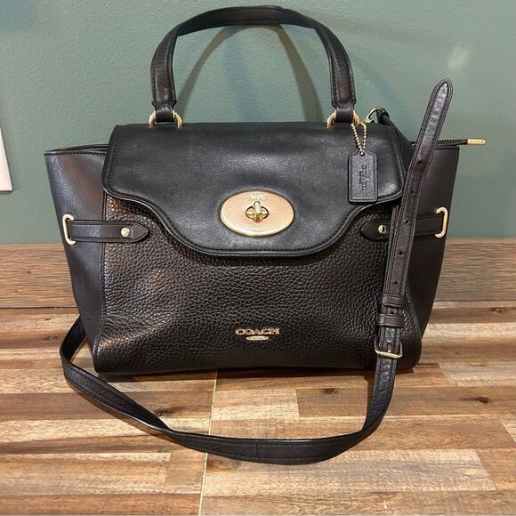Coach | Bags | Coach Blake Flap Carry Black Gold Hardware Classic ...